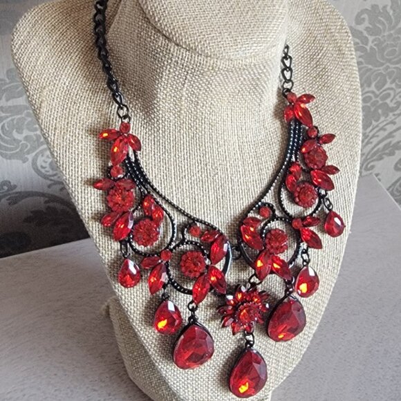 Jewelry | Red Glass Necklace | Poshmark